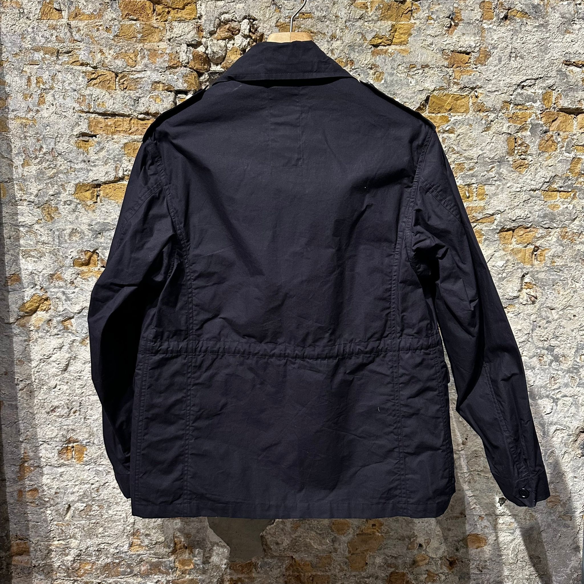 Iimpermeabile Wax Coat Field Jacket Style Navy - White