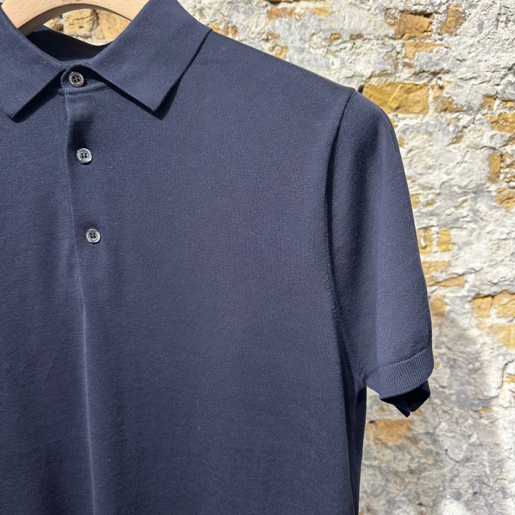ASPESI Cotton Polo Midnight Blue - White