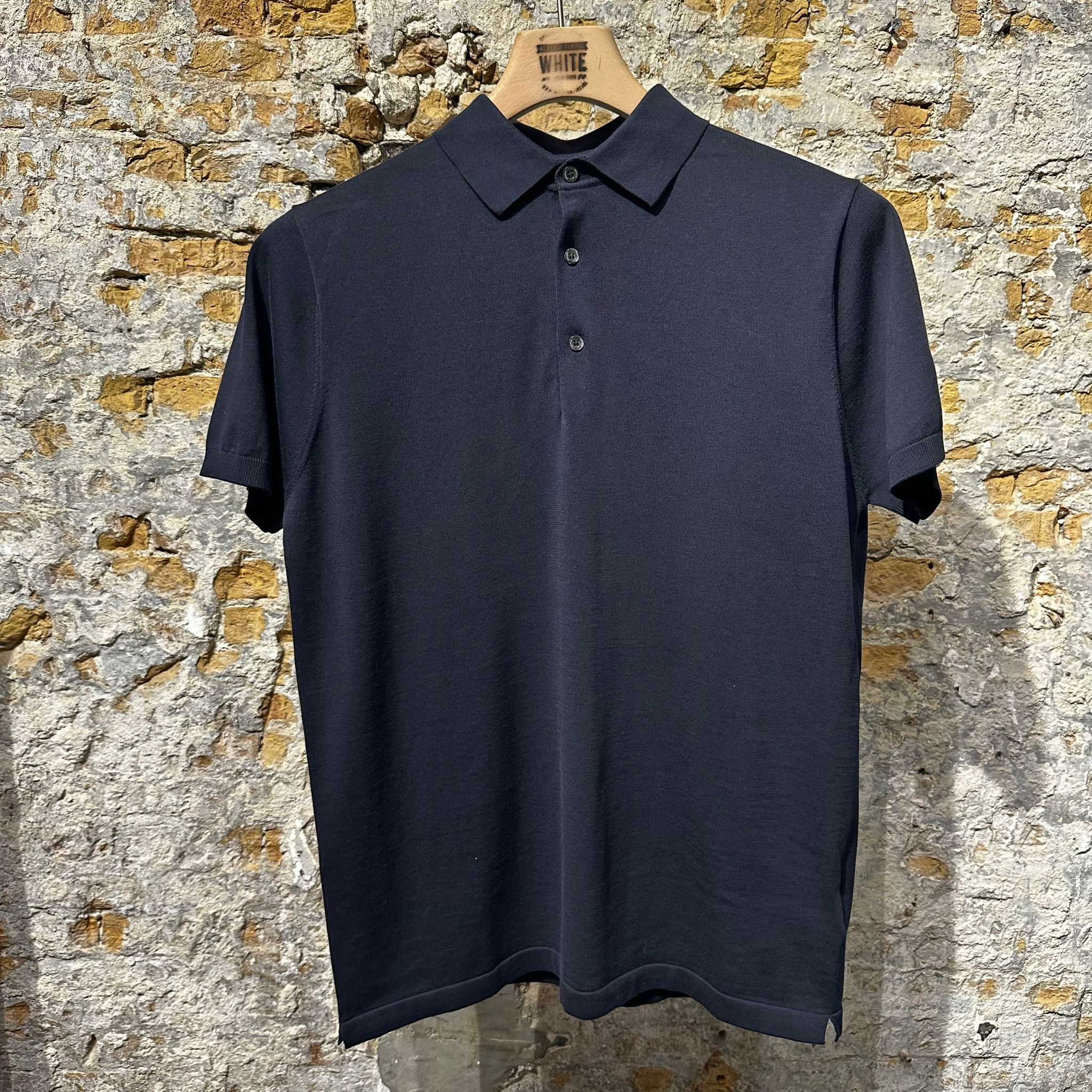 ASPESI Cotton Polo Midnight Blue - White
