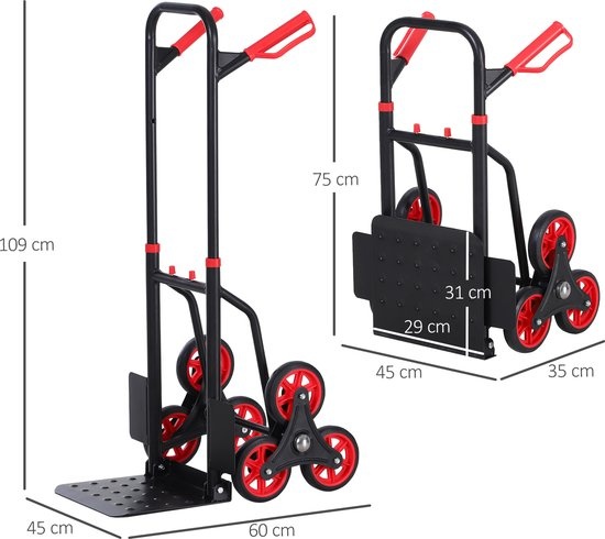 Goedkoop DURHAND Verstelbare trapklimmer 150 kg inklapbare steekwagen ...